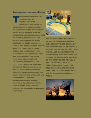 Telecommunications and its history | DOCX