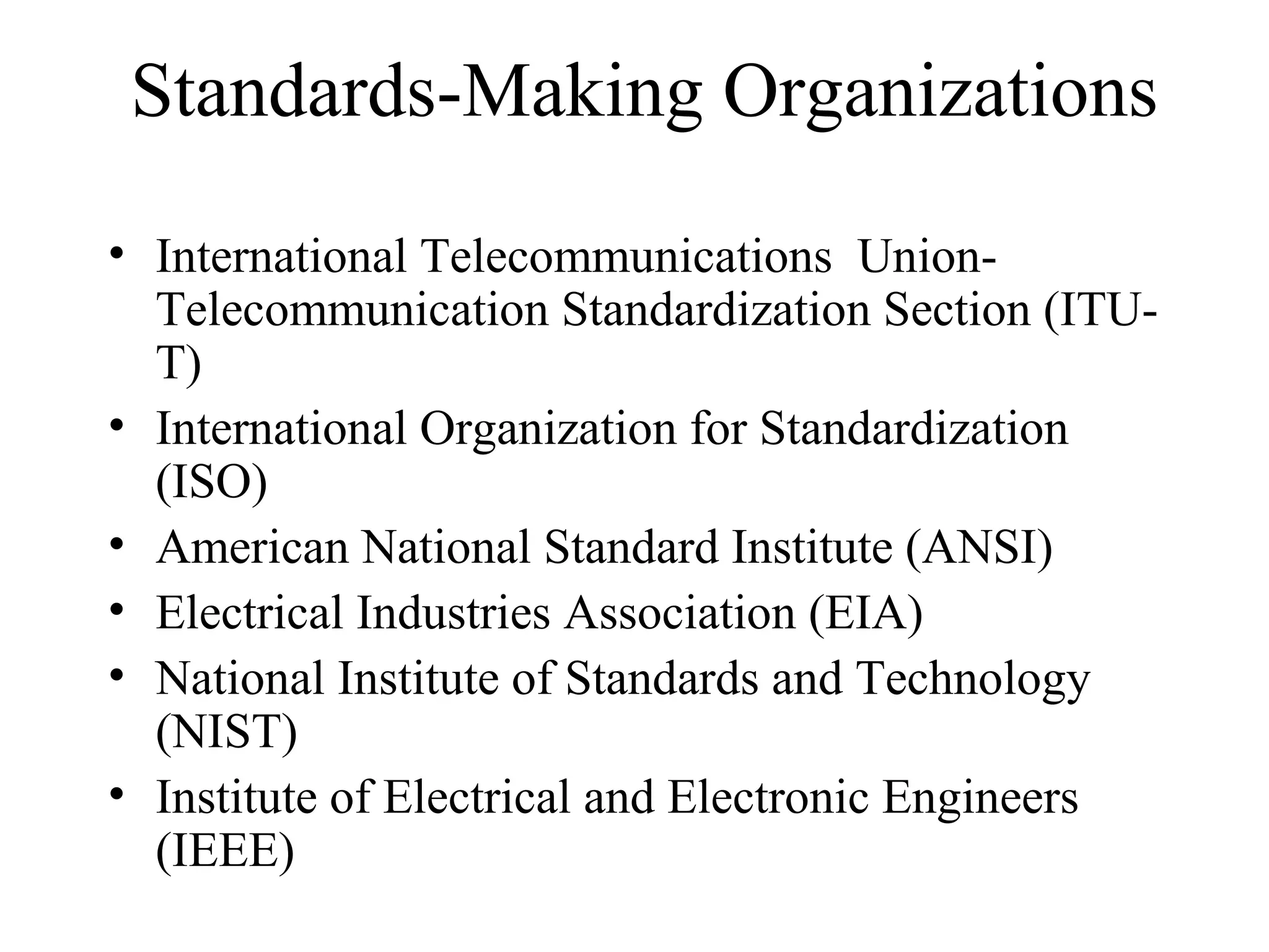 Telecommunications architectures and standards | PPT