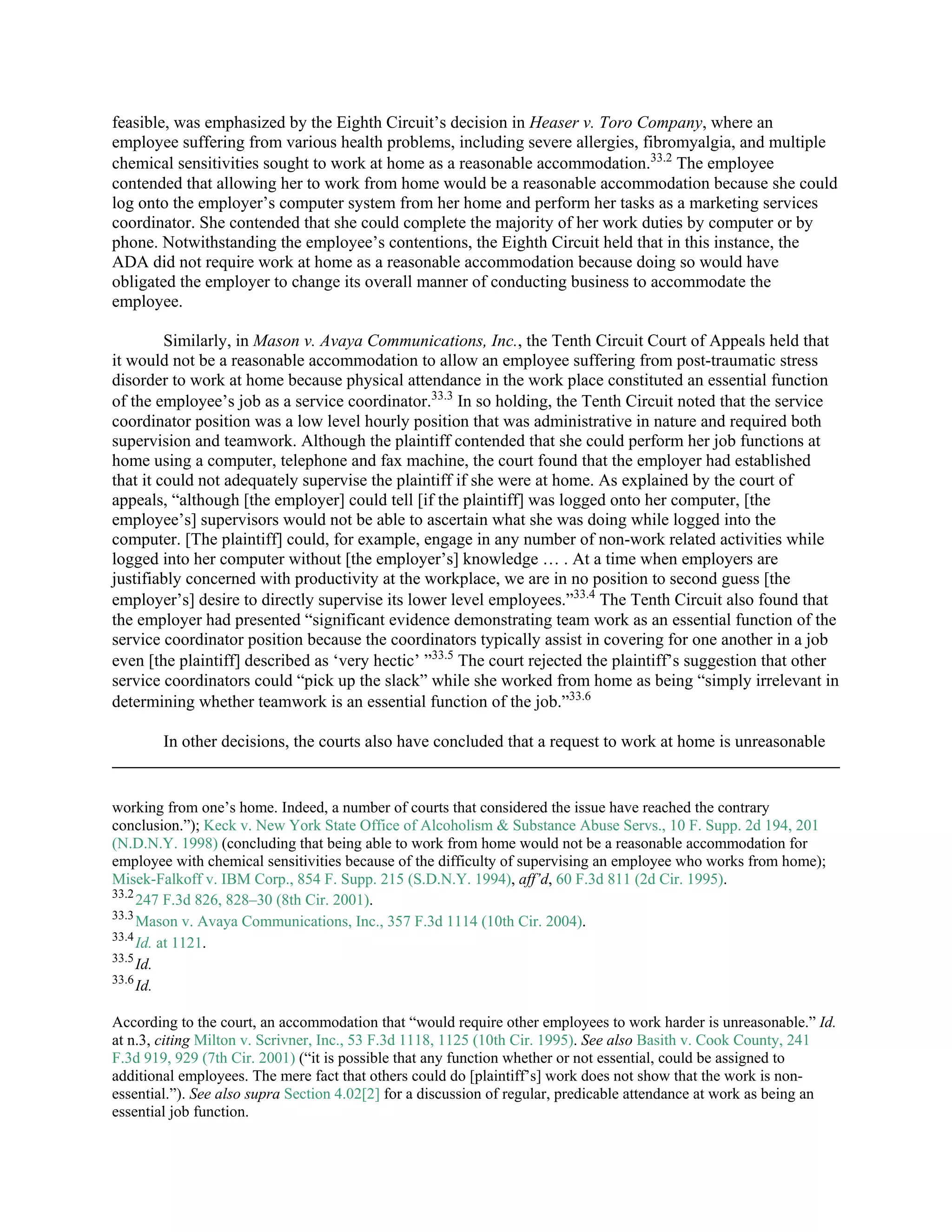 Telecommuting as a Reasonable Accommodation | PDF
