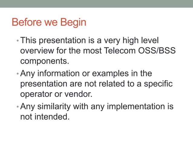 Telecom OSS/BSS Overview | PDF