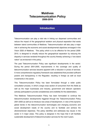Telecom Policy 2006 Eng | PDF