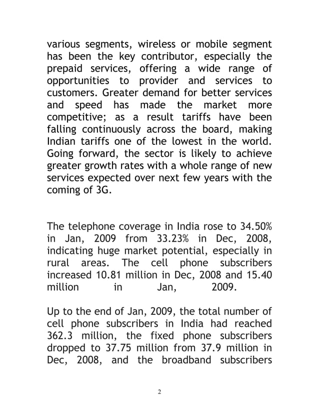 Telecom Sector Is One Of The Fastest Growing Sectors In India And The ...