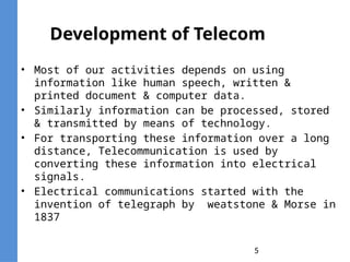 Telecom Technologies lecture note Chapter 1.pptx | Computer Networking | Computing