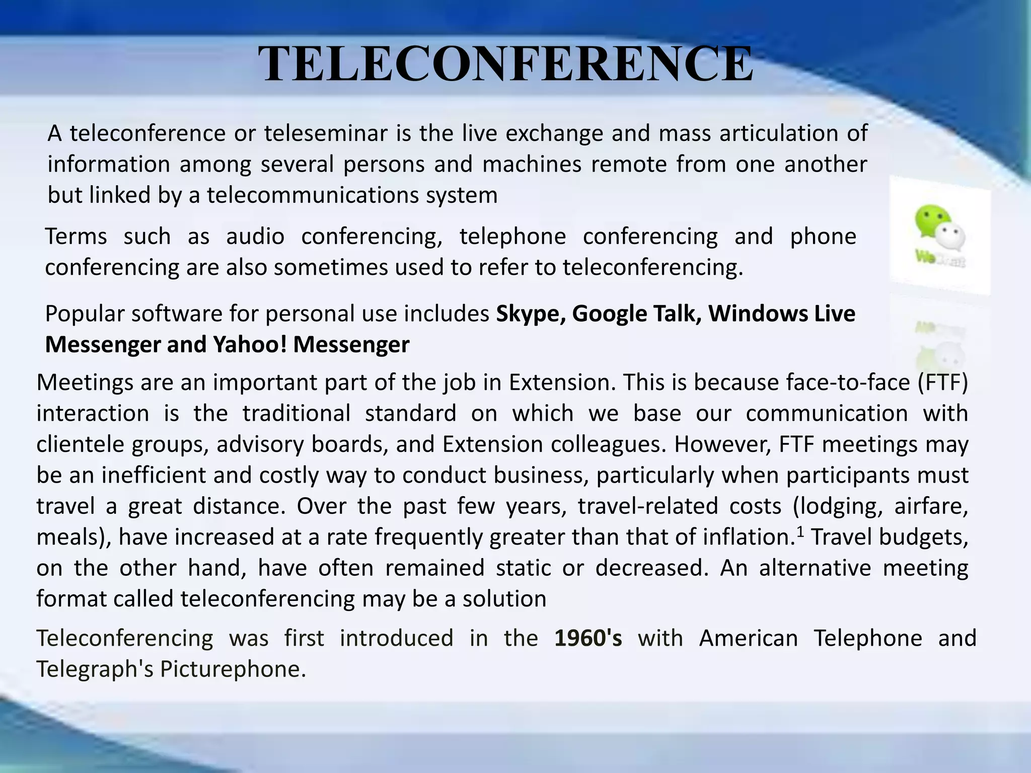 Teleconferencing applications | PPTX
