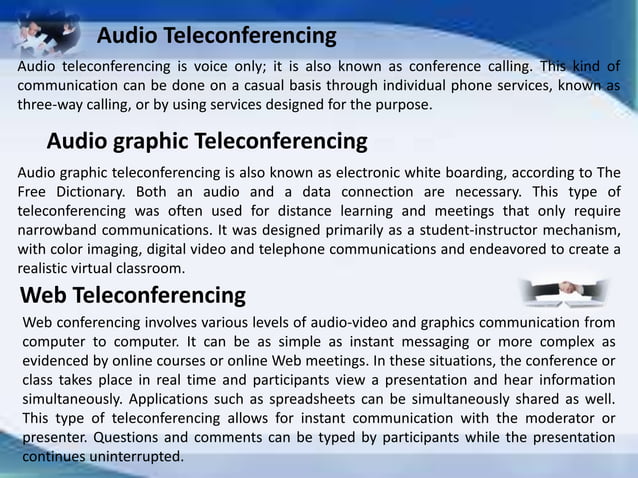 Teleconferencing applications | PPTX | Web Conferencing | Computer Software and Applications