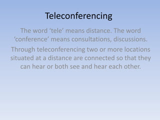 Teleconferncing by abhishek mahajan | PPTX | Web Conferencing | Computer Software and Applications