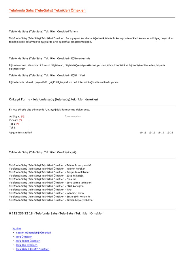 Telefonda satis-tele-satis-teknikleri-ornekleri | PDF