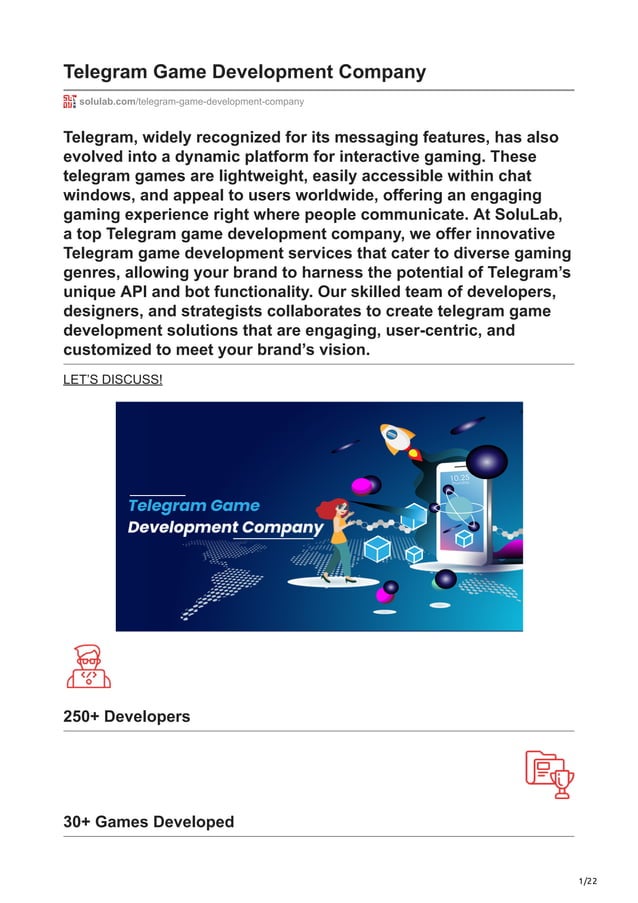 Telegram Game Development Company - SoluLab | PDF