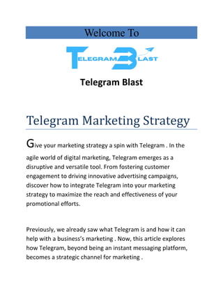 Telegram bulk message sender | Telegram Blast Marketing Strategy.pdf