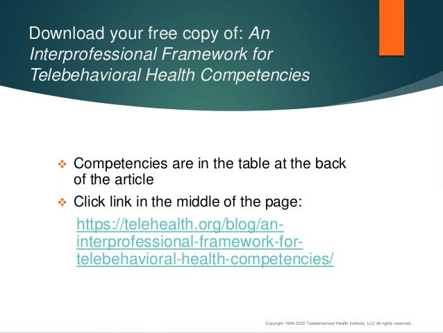 Telehealth Clinical Best Practices Workshop I | PPT