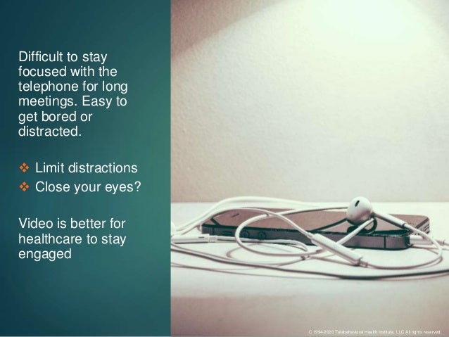 Telehealth Clinical Best Practices Workshop I | PPT