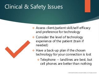 Telehealth clinical best practices workshop II | PPTX