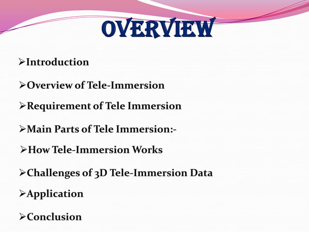 Tele immersion | PPTX | Web Conferencing | Computer Software and Applications