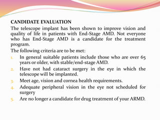 Telescopic eye implant in optometry profession | PPT
