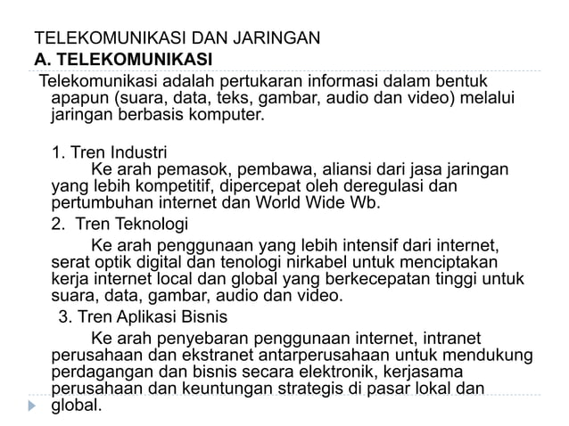 Telekomunikasi sistem informasi jaringan | PPT