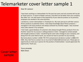 Telemarketer cover letter | PPTX