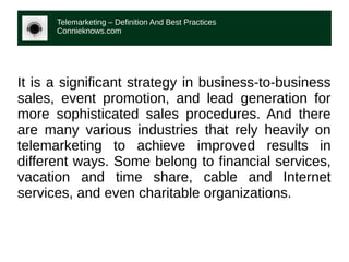 Telemarketing – Definition And Best Practices | PDF