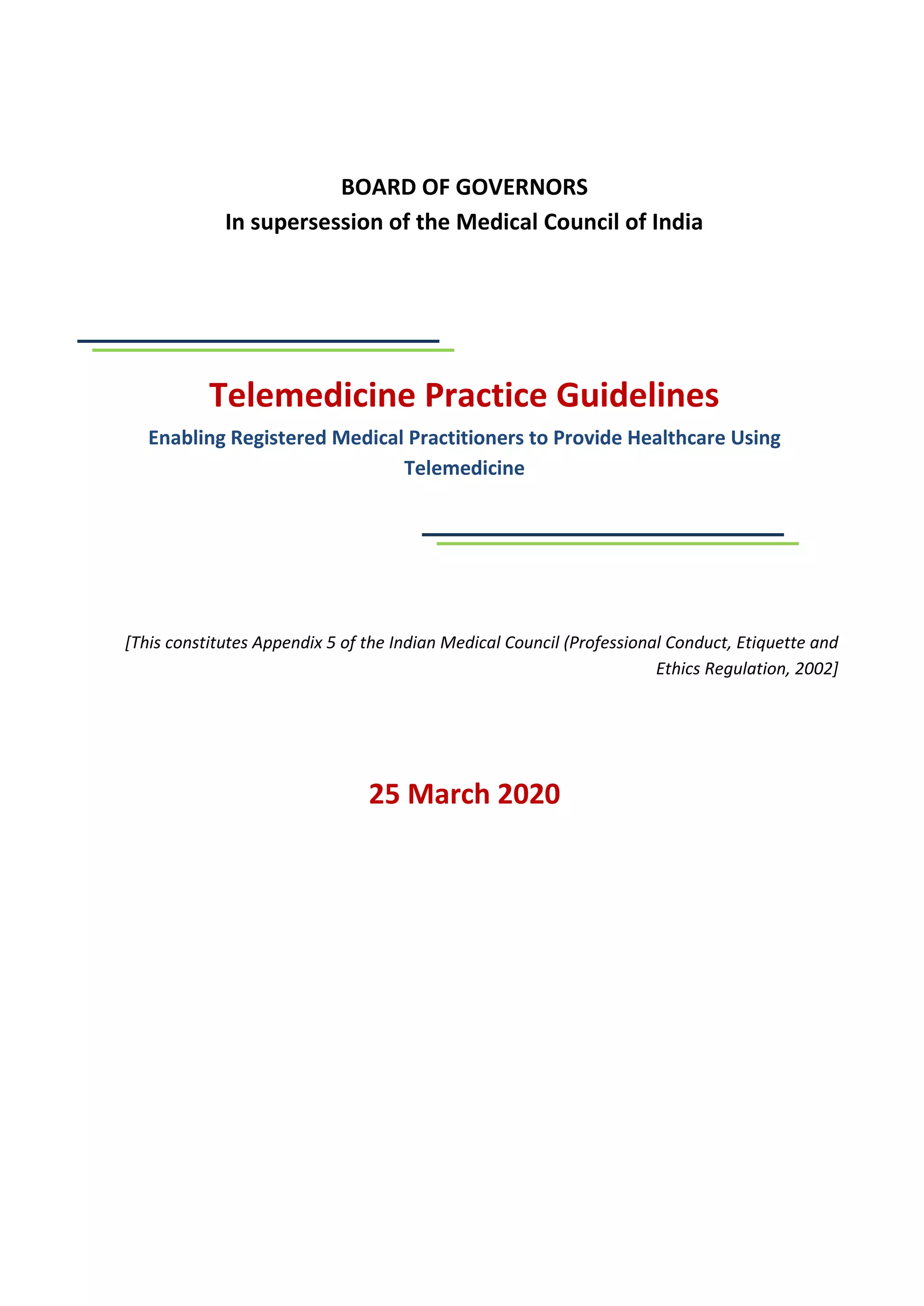 Telemedicine Guidelines 2020 | PDF
