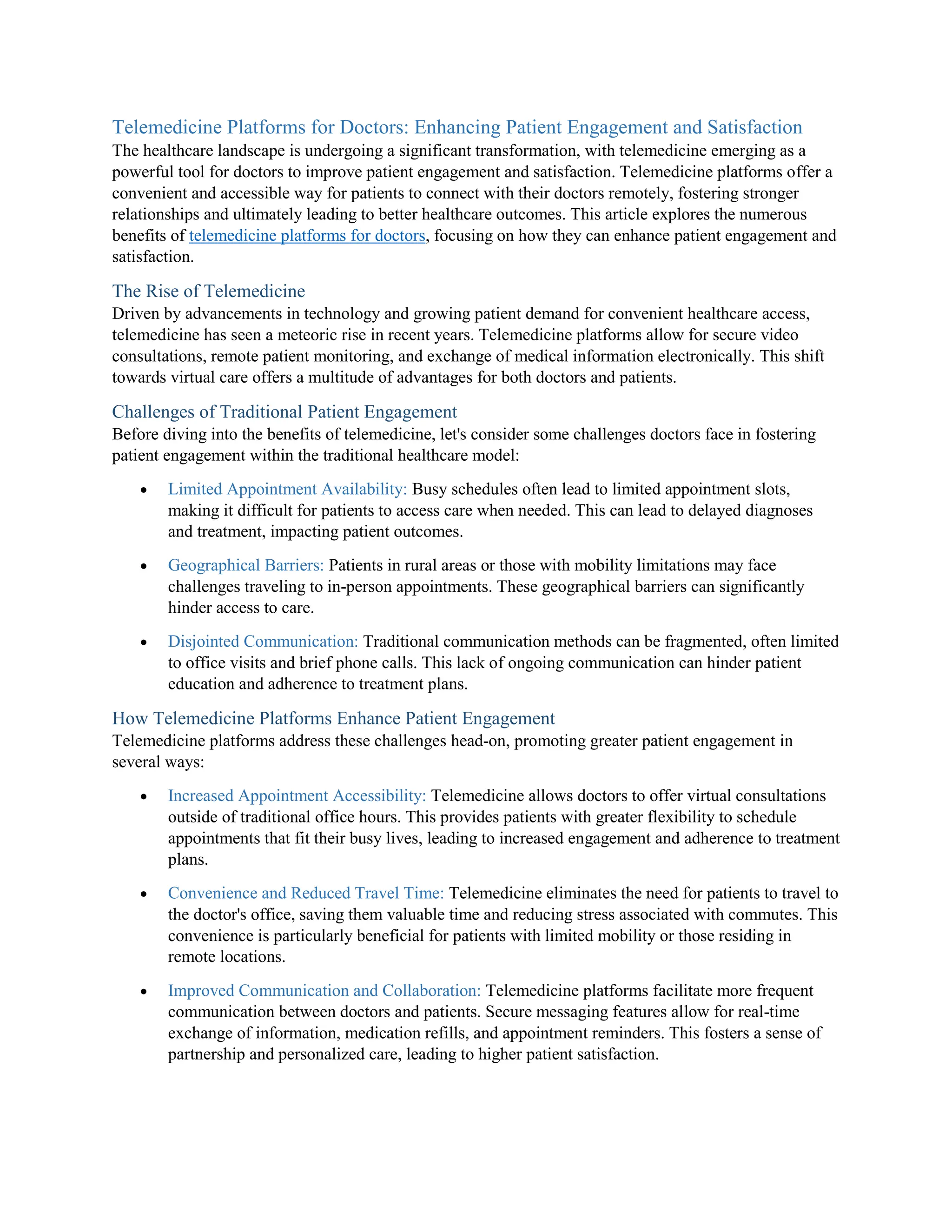 Telemedicine Platforms for Doctors in USA | PDF