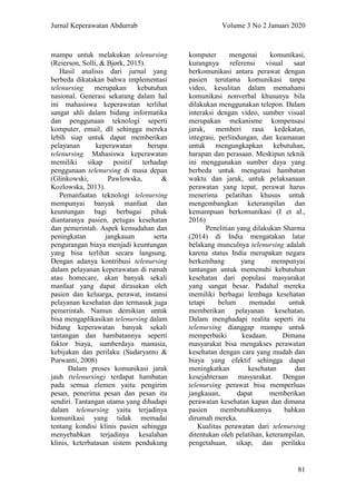 telenursing informatika keperawatan pada masa sekarang ini | PDF