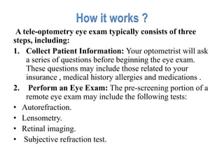 Tele Optometry (kunj'sppt) / Basics of tele optometry. | PPTX