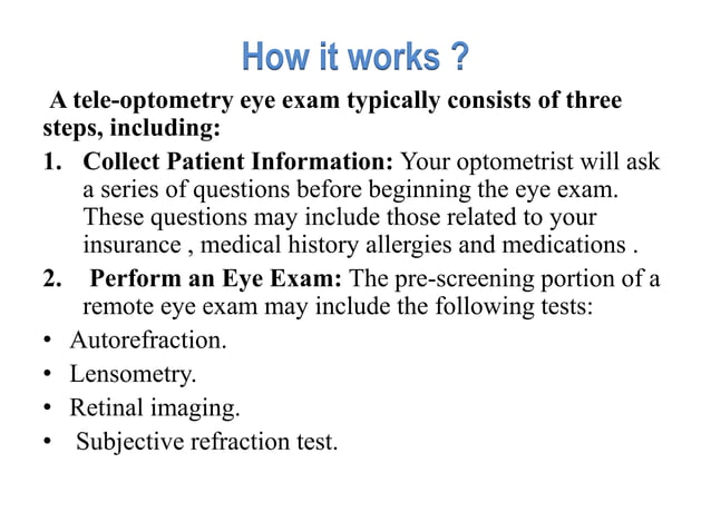 Tele Optometry (kunj'sppt) / Basics of tele optometry. | PPTX