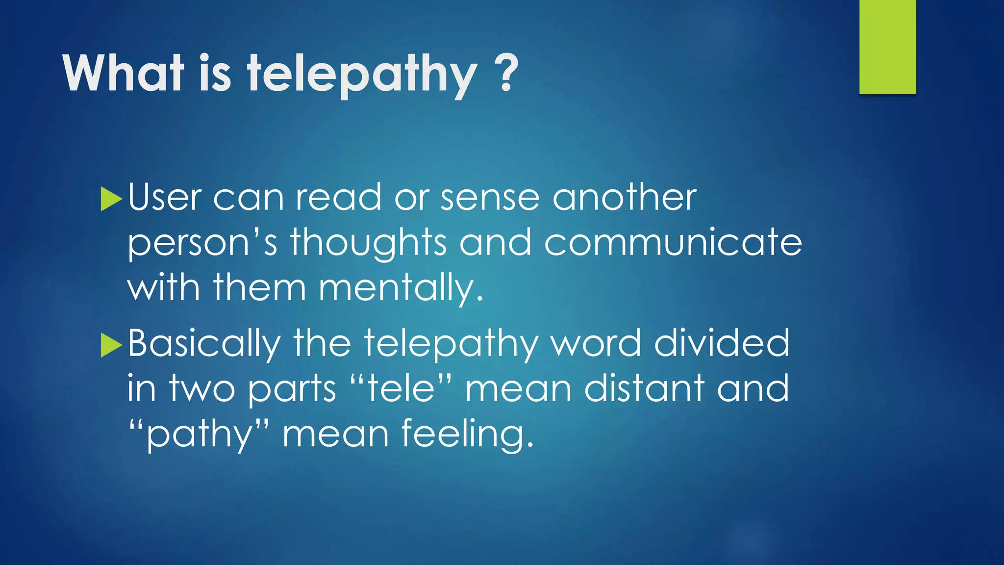 Telepathy (mind to mind communication) | PPTX