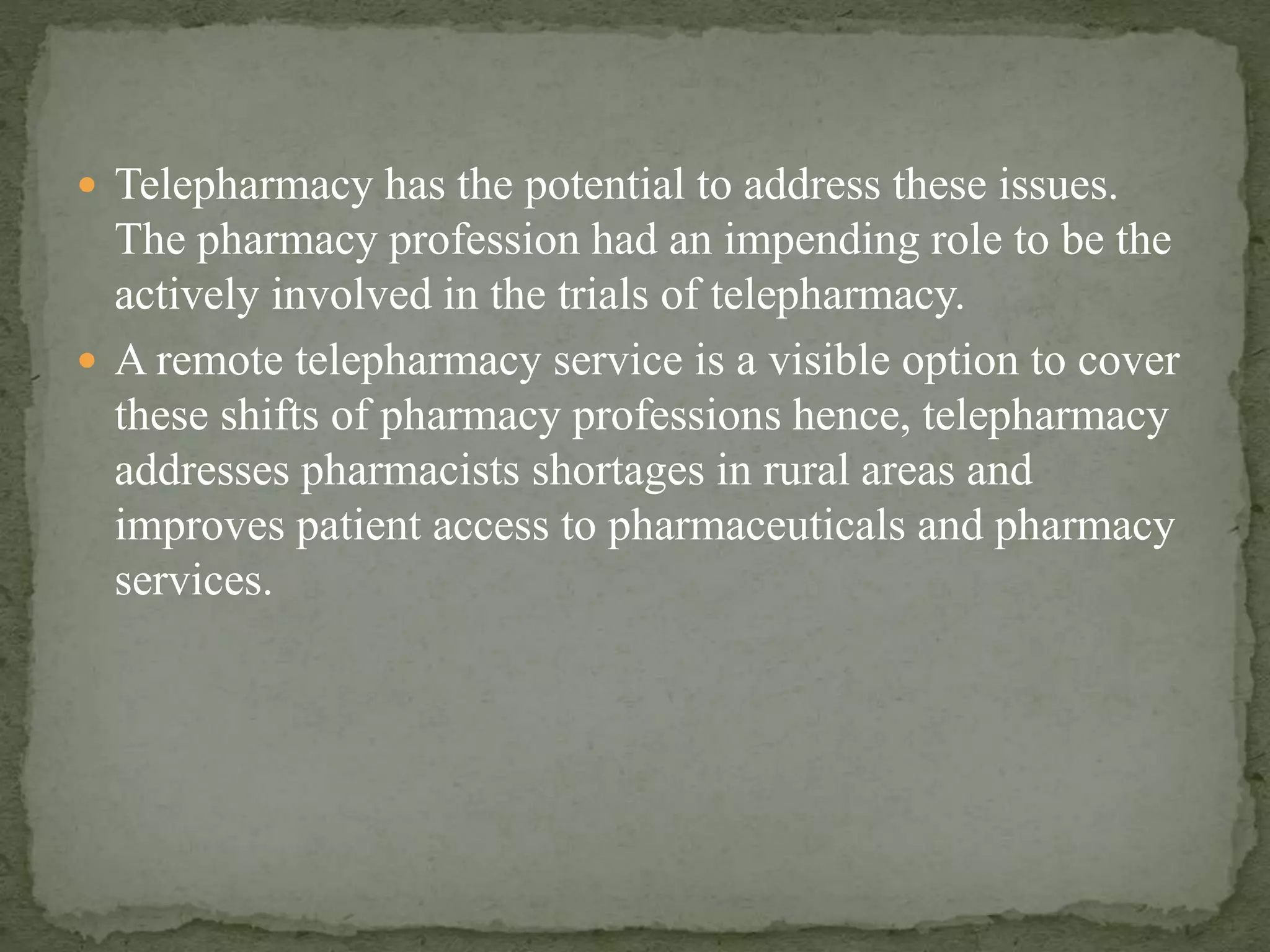 Telepharmacy ppt to alka mam | PPTX