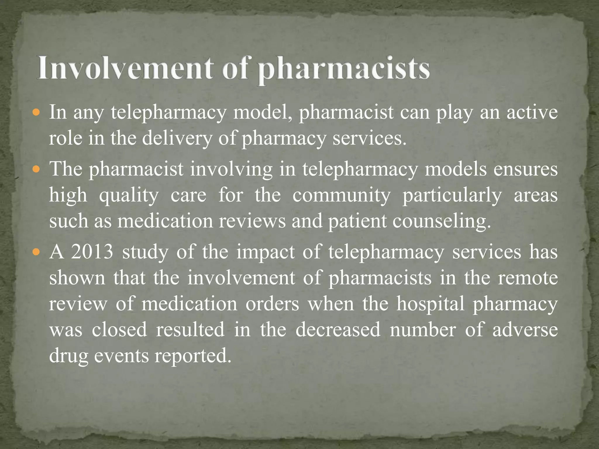 Telepharmacy ppt to alka mam | PPTX