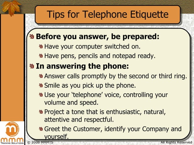Telephone Etiquette | PPT