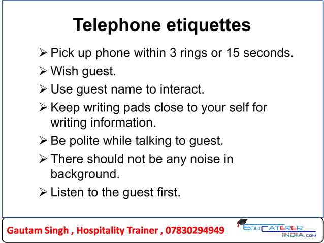 Telephone etiquettes | PDF | Telecommunications Industry | Industries