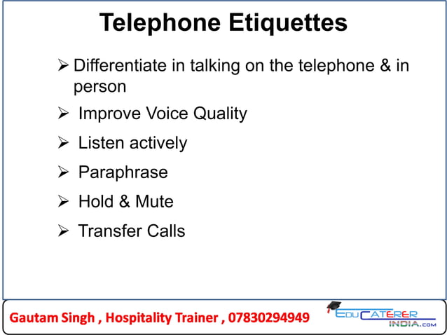 Telephone etiquettes | PDF | Telecommunications Industry | Industries