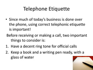Telephone and email etiquette | PPT