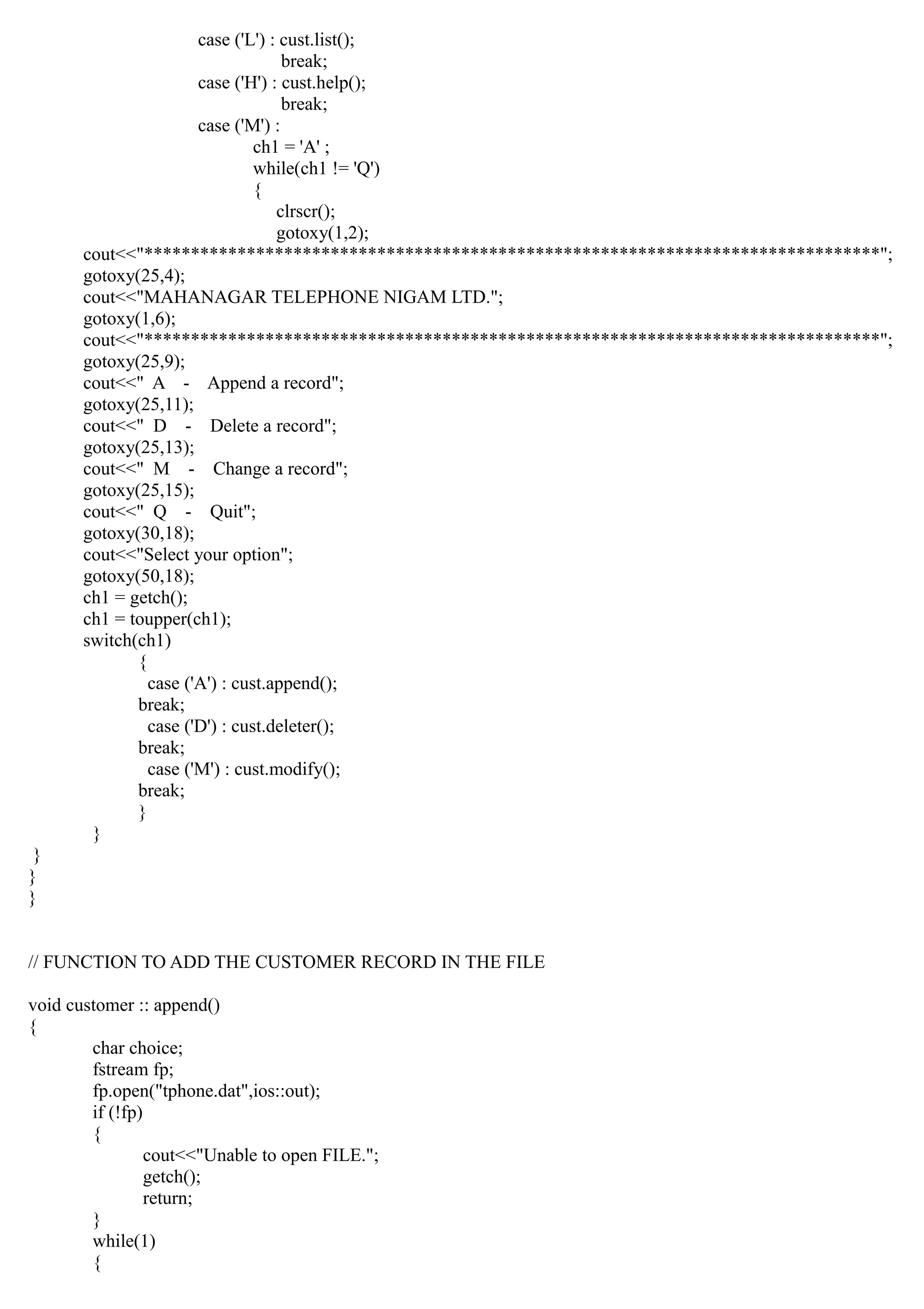 Telephone billing system in c++ | DOC