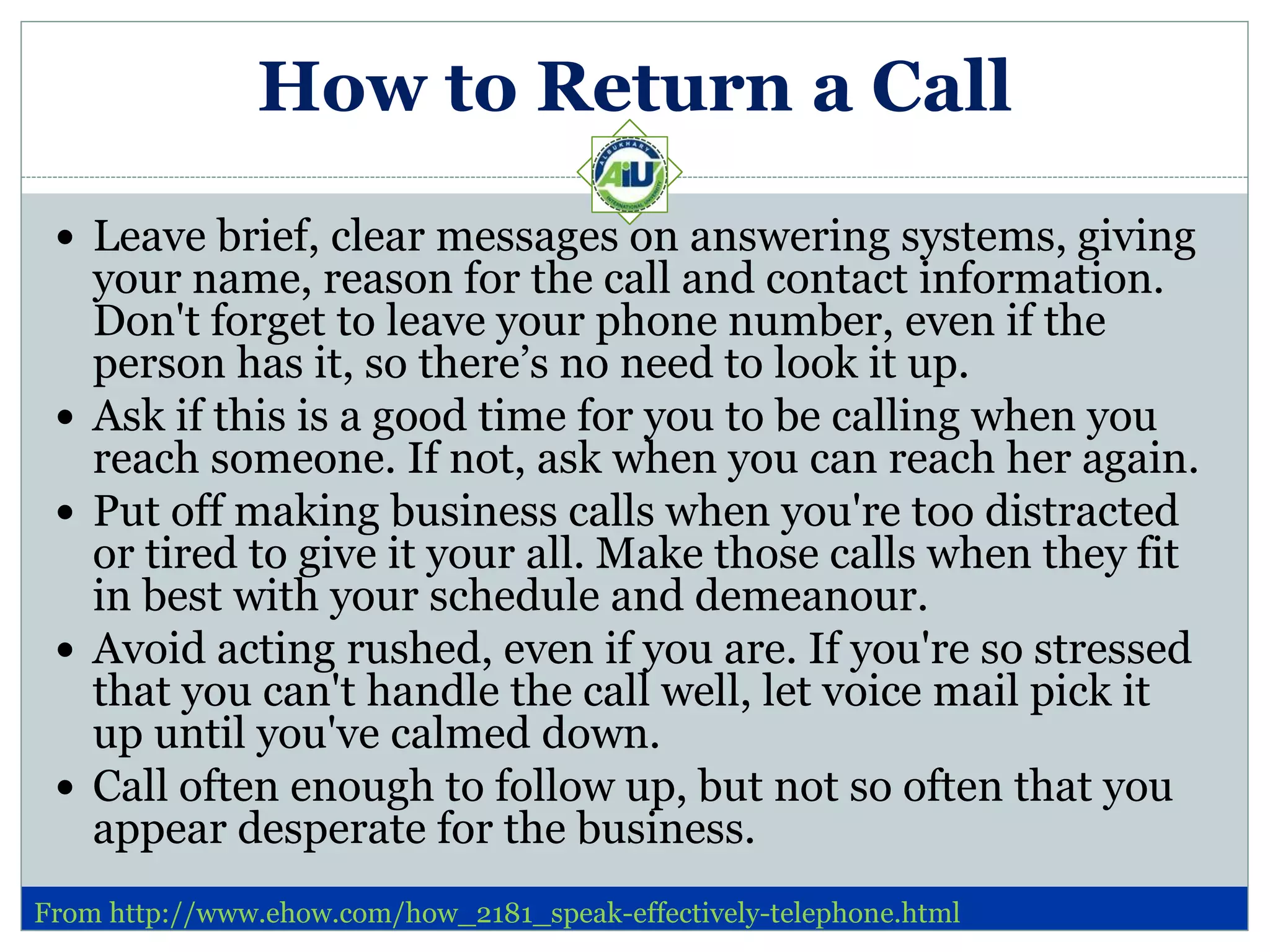 Telephone Communication & Speaking Skills | PDF