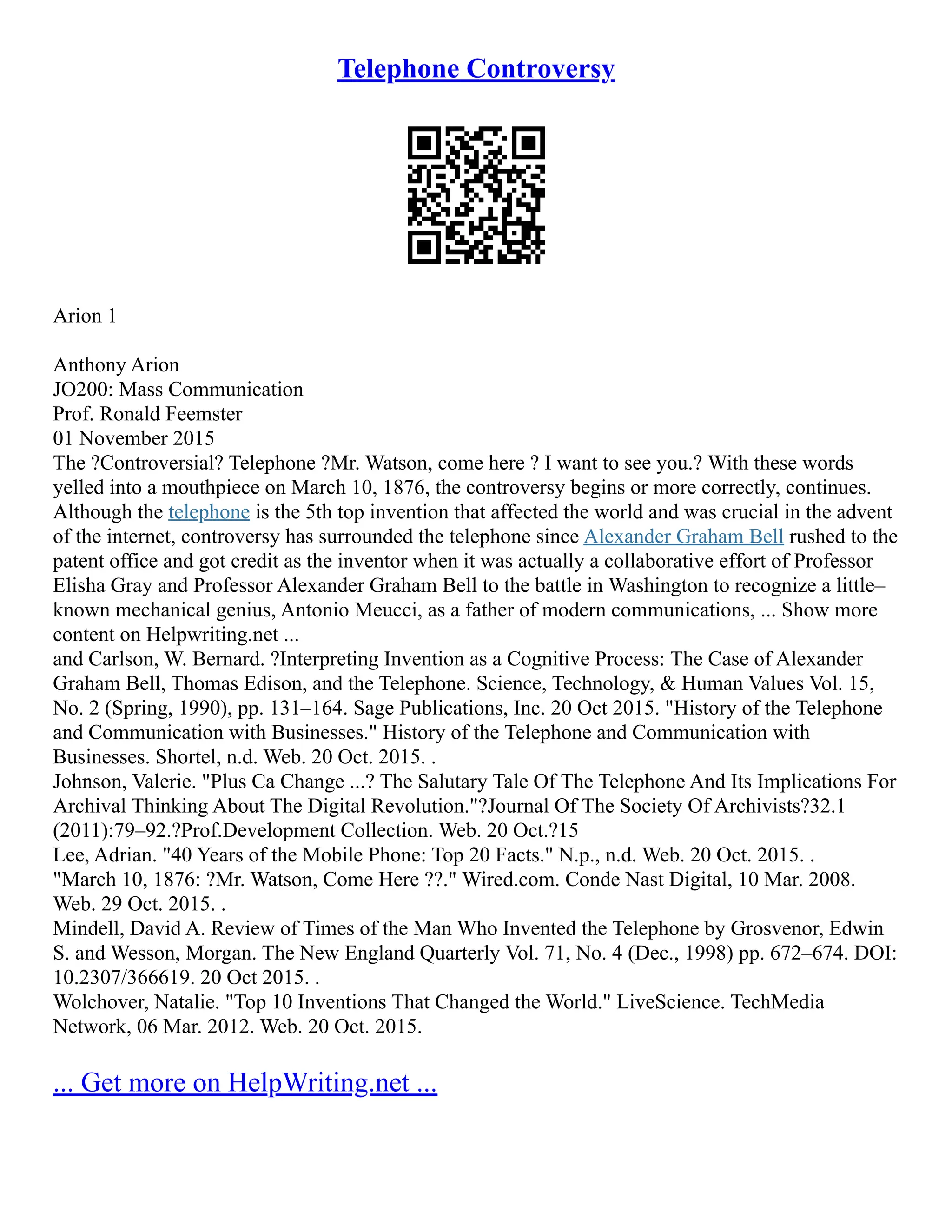 Telephone Controversy | PDF