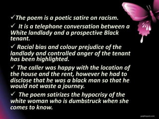 Telephone conversation and Dedication by Soyinka | PPTX