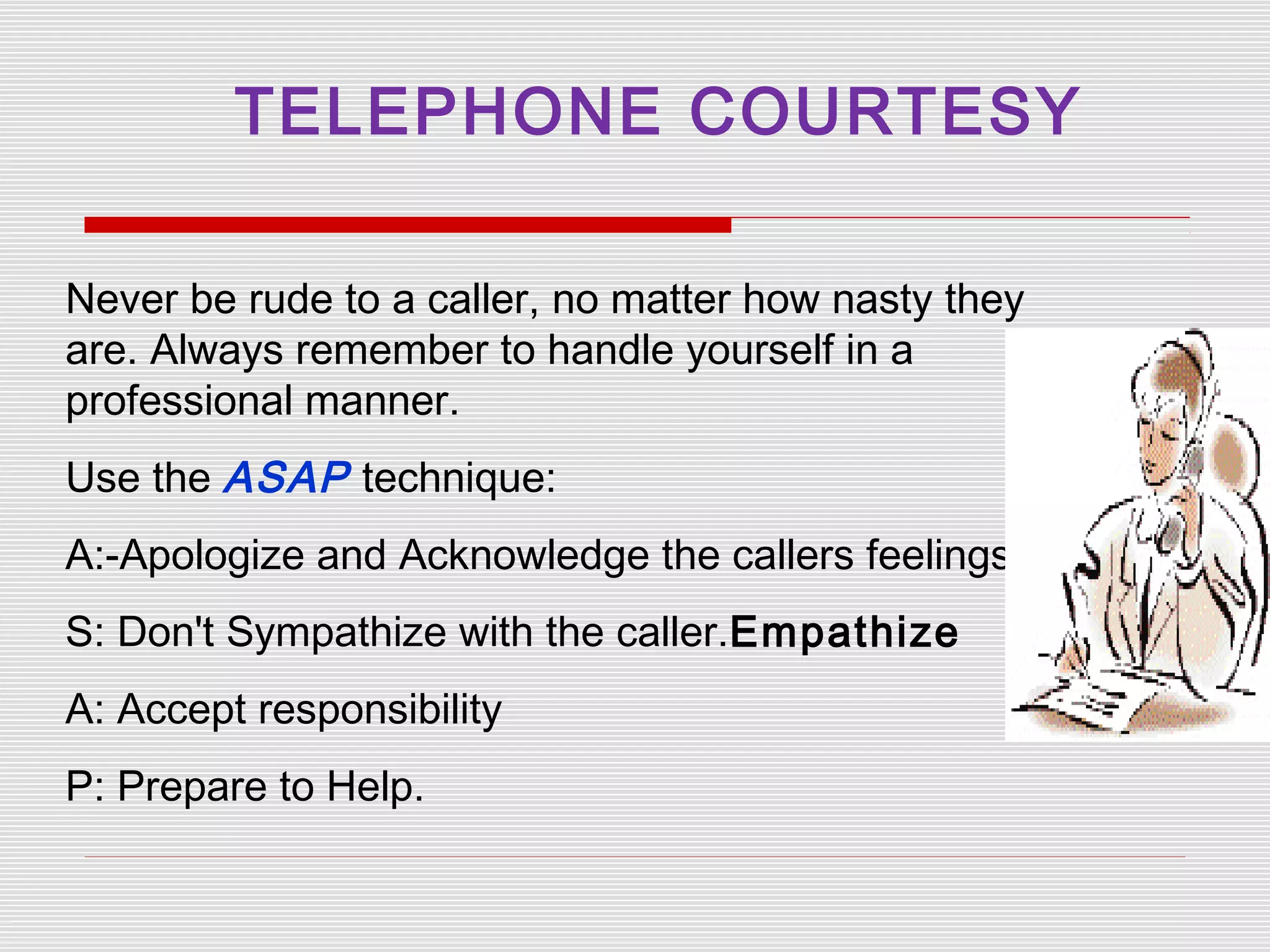 Telephone courtesy for hospitality industry: Share by Saeful Anwar | PPT