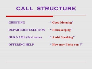 Telephone courtesy for hospitality industry: Share by Saeful Anwar | PPT