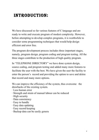 Telephone directory in c | DOC | Operating Systems | Computer Software and Applications