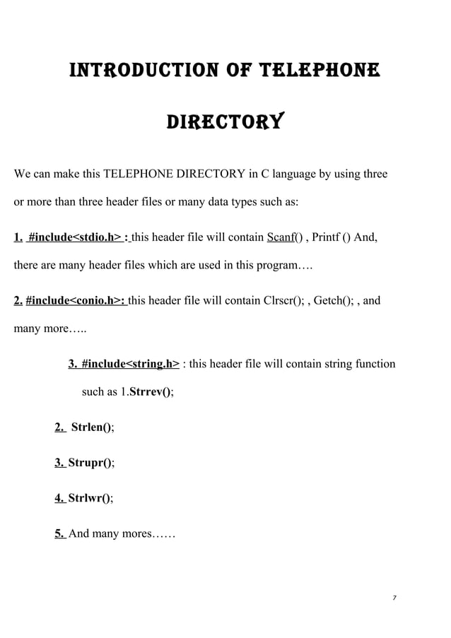 Telephone directory in c | DOC | Operating Systems | Computer Software and Applications