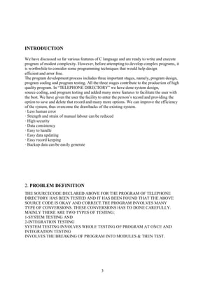 Telephone directory using c language | PDF