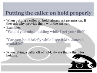 Telephone Etiquettes in Front Office Operations. | PPTX