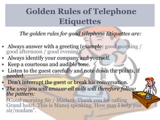 Telephone Etiquettes in Front Office Operations. | PPT