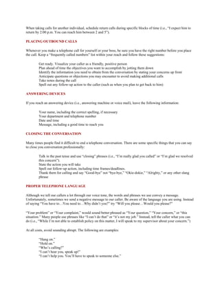 Telephone etiquette tips | PDF | Phone Services | Home Utilities