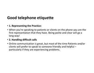 Soft Skills: telephone ettiquette for nurses, psychology for nurses, B ...