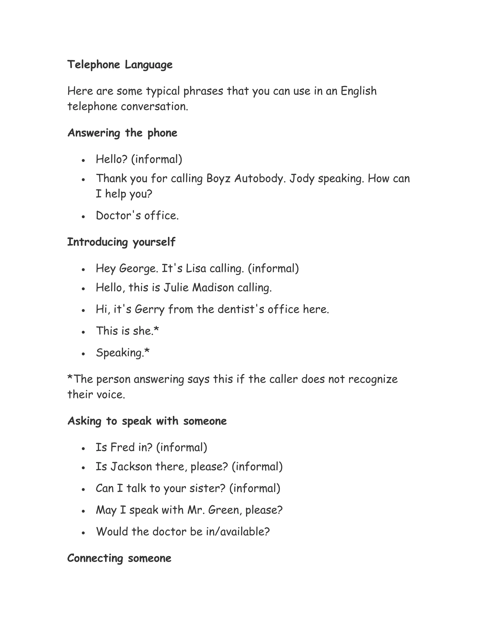 TELEPHONE LANGUAGE | DOC