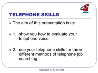 TELEPHONE SKILLS.ppt | Resume Writing and Advice | Job Search