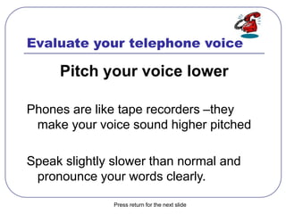 TELEPHONE SKILLS.ppt | Resume Writing and Advice | Job Search