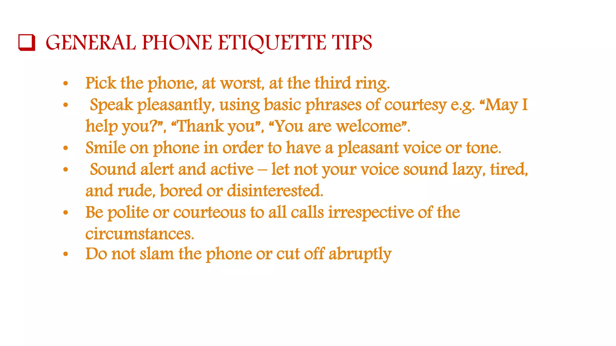 Telephone skills & etiquettes | PPTX